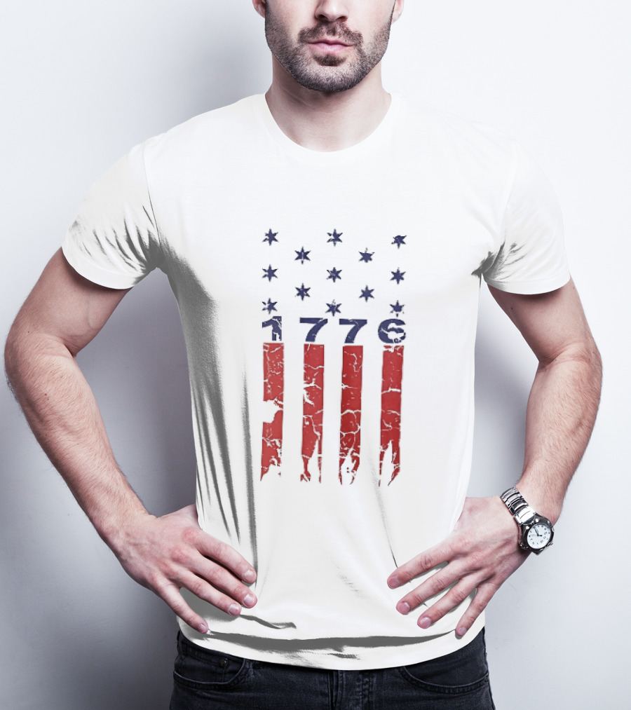 1776 Distressed American Flag Stars Stripes Patriotic T-Shirt