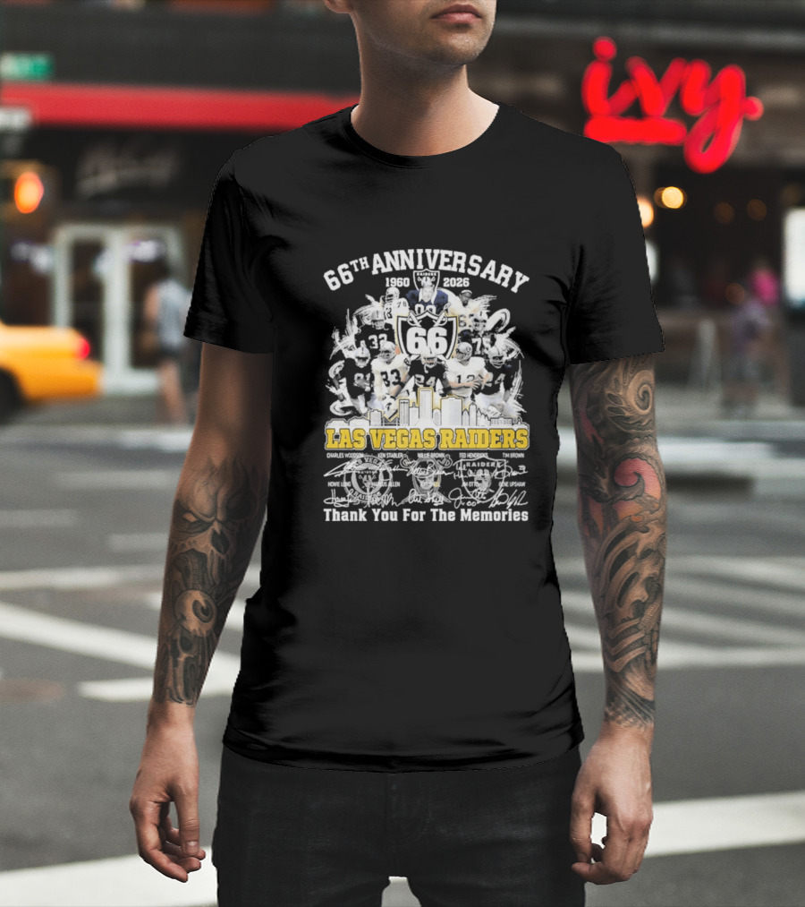 Las Vegas Raiders 66th Anniversary 1960 2026 Thank You For The Memories Celebration T-Shirt
