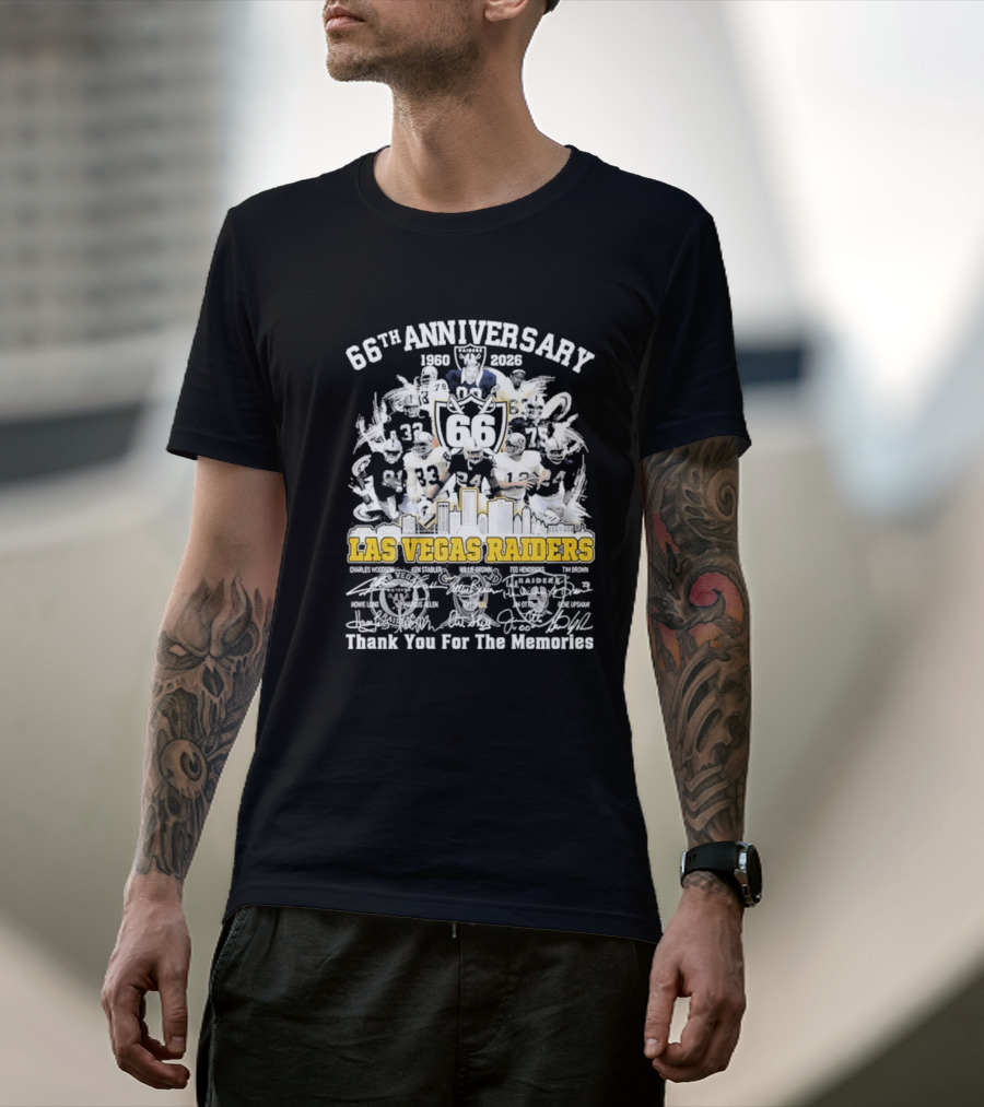 Las Vegas Raiders 66th Anniversary 1960 2026 Thank You For The Memories Celebration T-Shirt