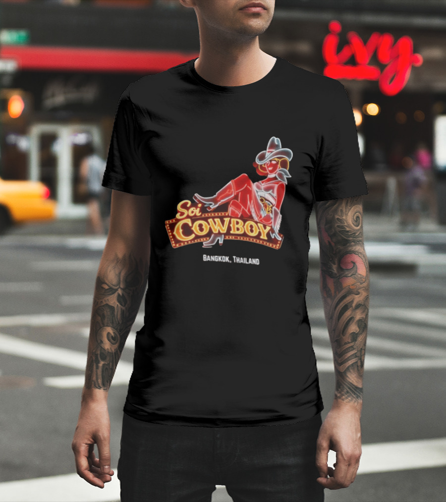 Soi Cowboy Bangkok Thailand Cowgirl Neon Sign T-Shirt