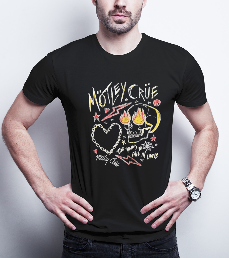 Mötley Crüe Skull Heart Lightning Too Young To Fall In Love Toddler 2026 T-Shirt