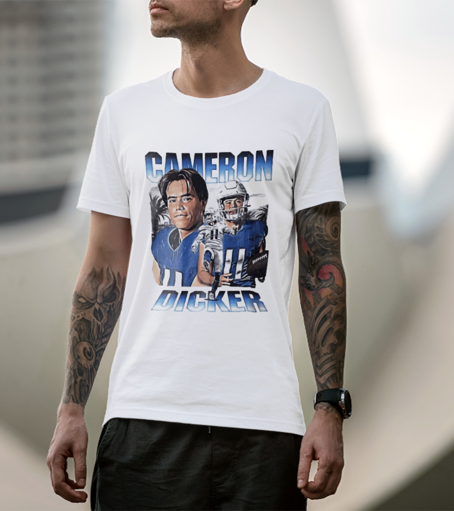 Cameron Dicker Football Palm Trees Player Portraits Kicking Bootleg T-Shirt