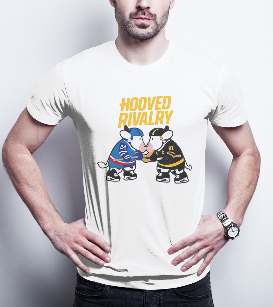 Hooved Rivalry Ilya Rozanov 24 Vs Shane Hollander 81 Hockey Faceoff T-Shirt