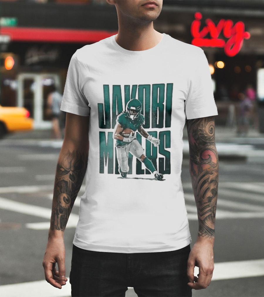 Jakobi Meyers Football Player Carrying Ball Distressed T-Shirt
