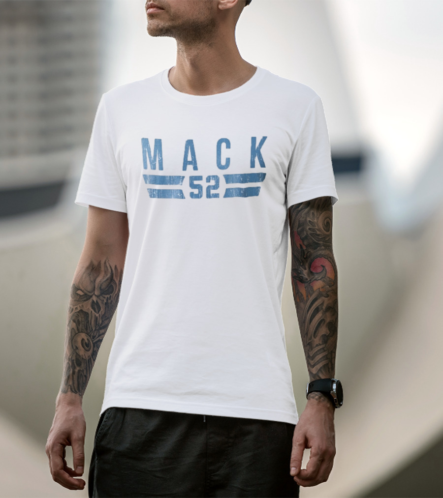 Mack 52 Distressed Blue Vintage Style Double Horizontal Stripes T-Shirt