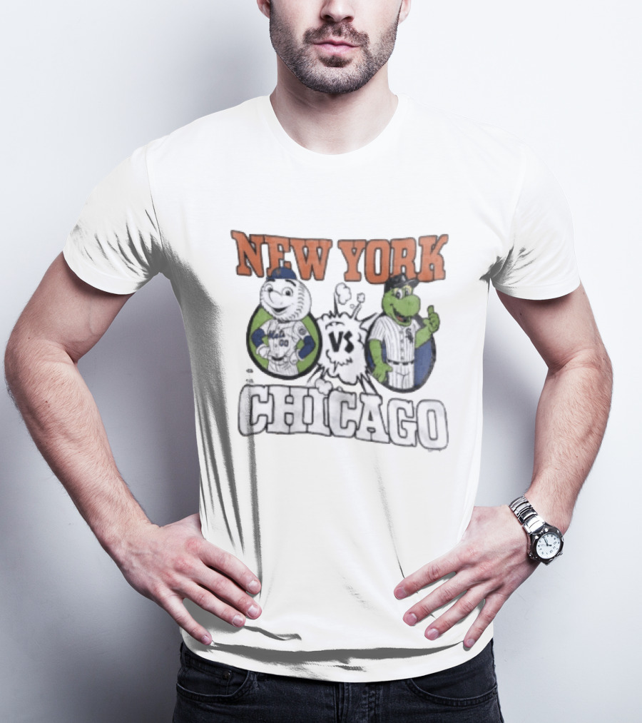 New York Vs Chicago Mets White Sox Mascots Faceoff T-Shirt