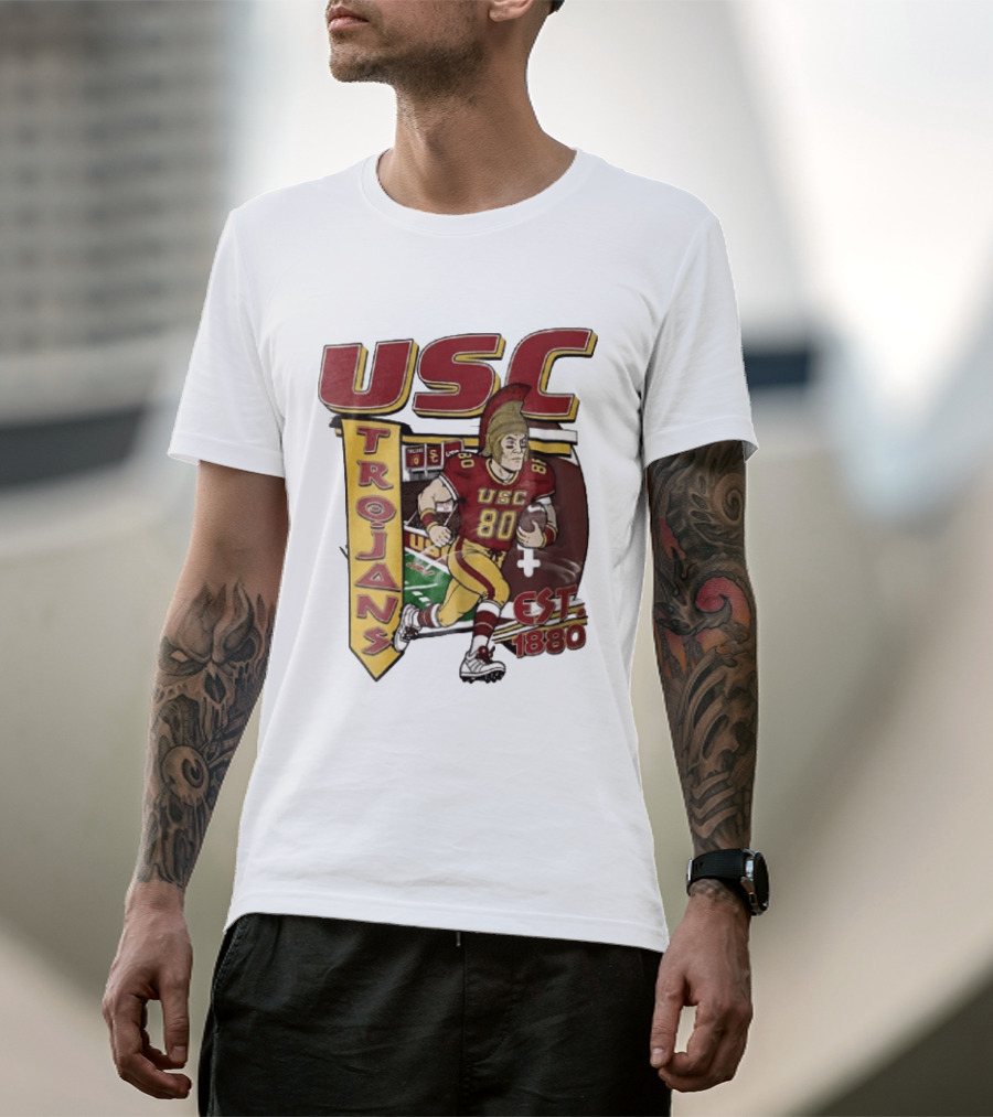 USC Trojans Football Player Cartoon Scoreboard Est 1880 T-Shirt