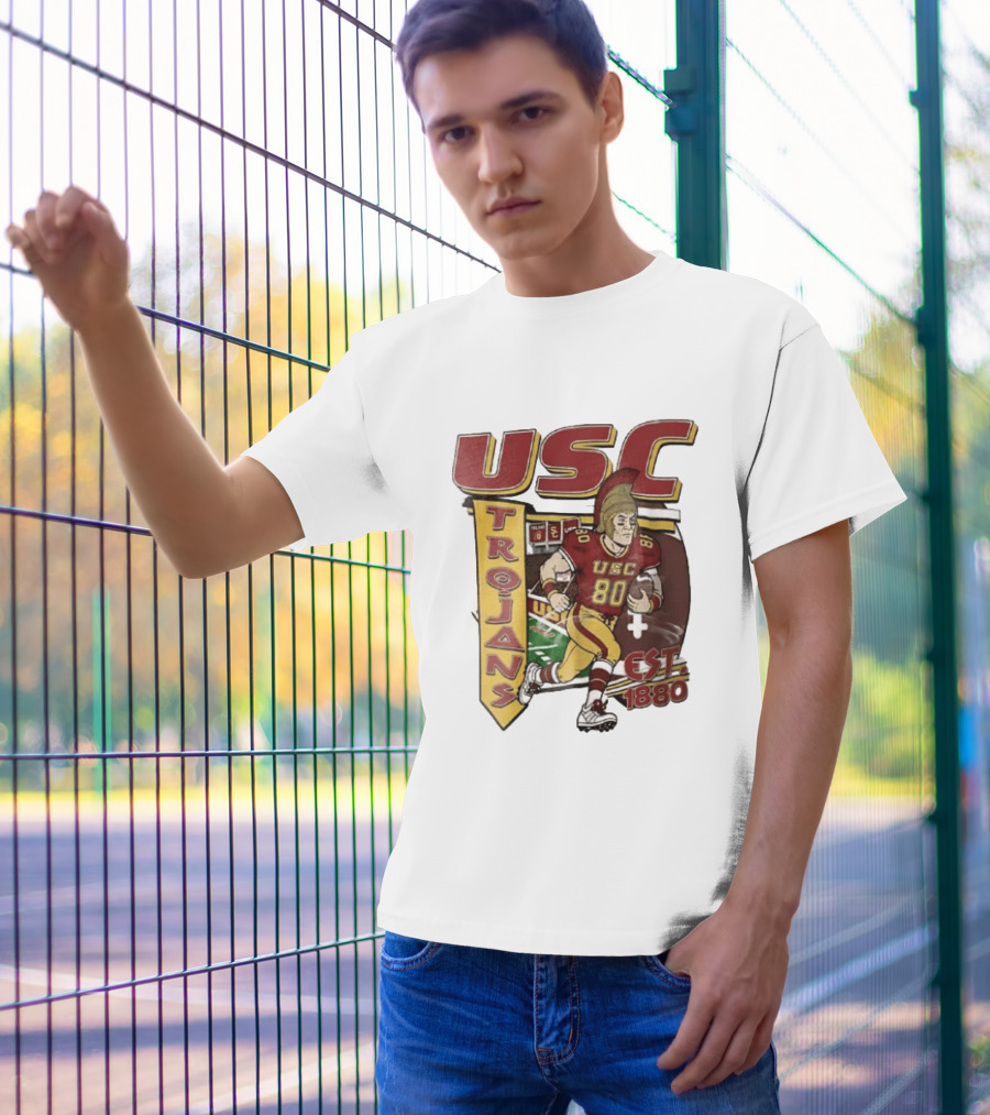 USC Trojans Football Player Cartoon Scoreboard Est 1880 T-Shirt