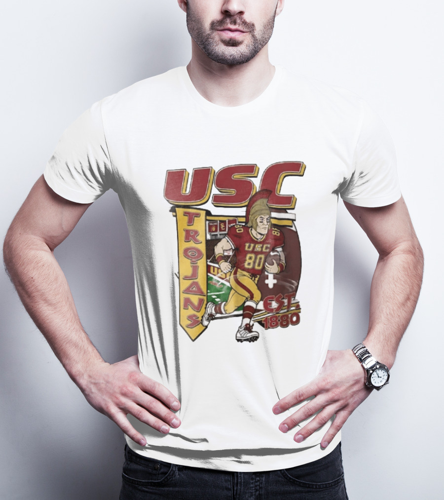 USC Trojans Football Player Cartoon Scoreboard Est 1880 T-Shirt