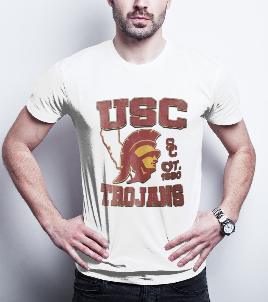 USC Trojans Est 1880 Helmet California State Map Sign T-Shirt