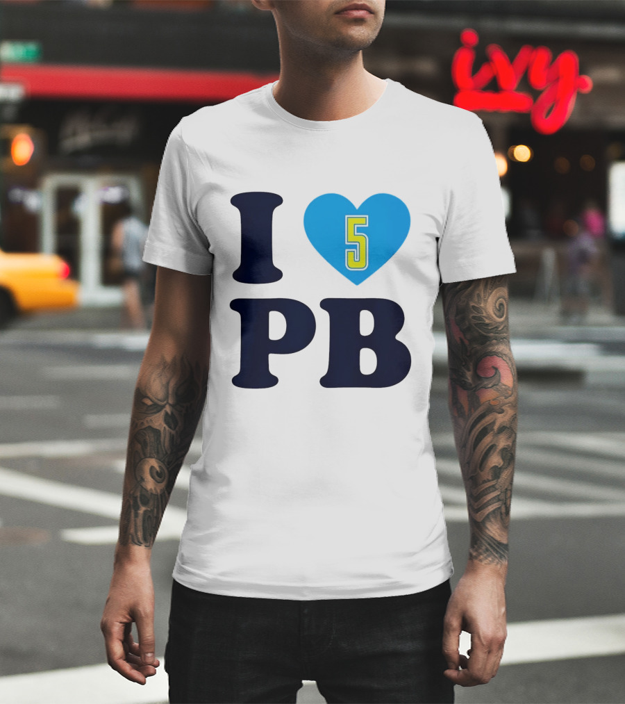I Love PB Heart 5 Blue And Yellow T-Shirt