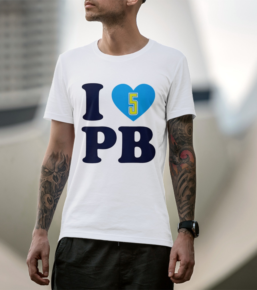 I Love PB Heart 5 Blue And Yellow T-Shirt
