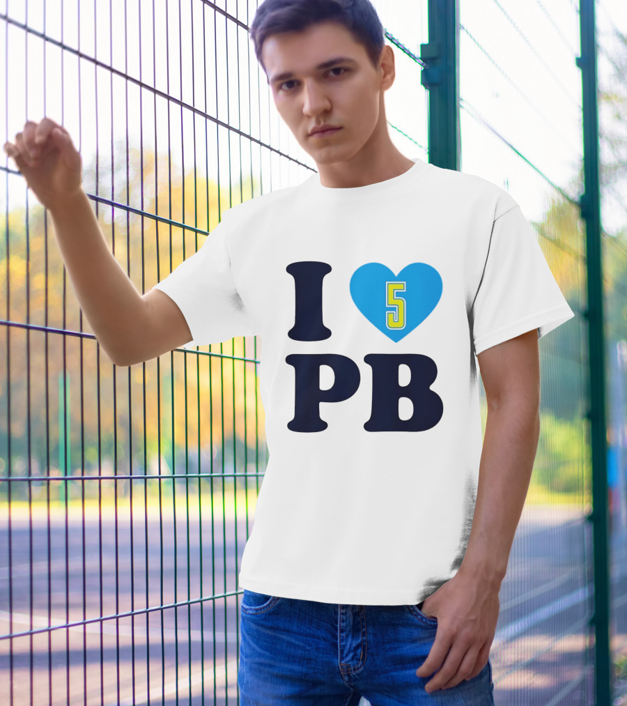 I Love PB Heart 5 Blue And Yellow T-Shirt