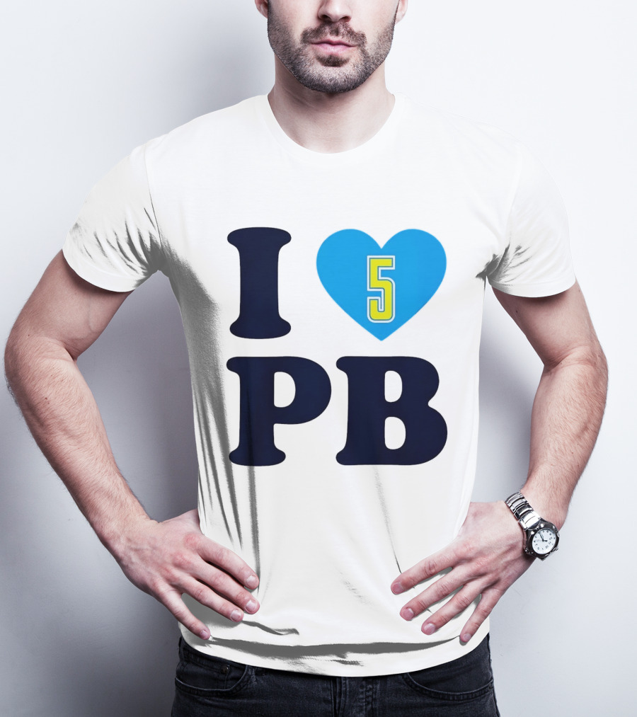 I Love PB Heart 5 Blue And Yellow T-Shirt