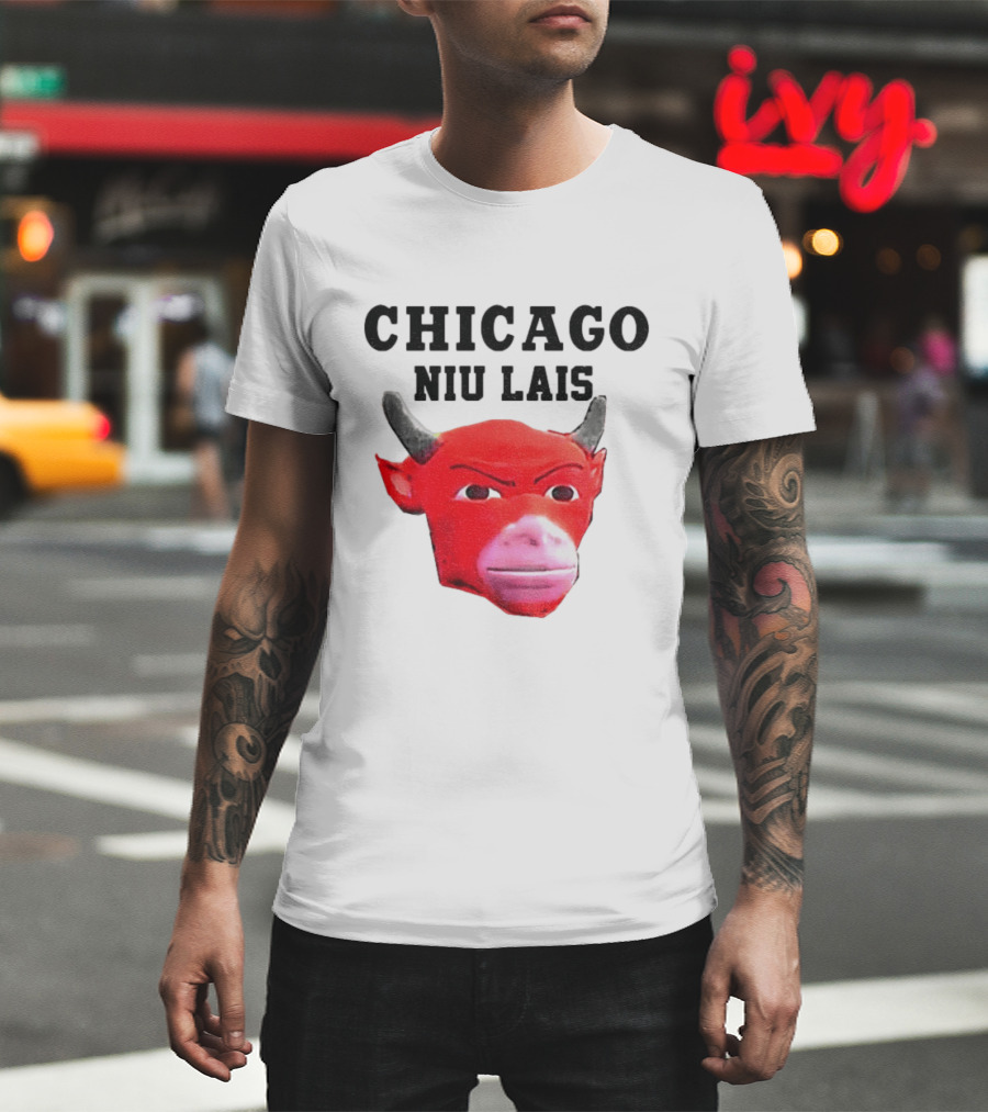 Chicago Bulls Niu Lais Red Bull Head T-Shirt