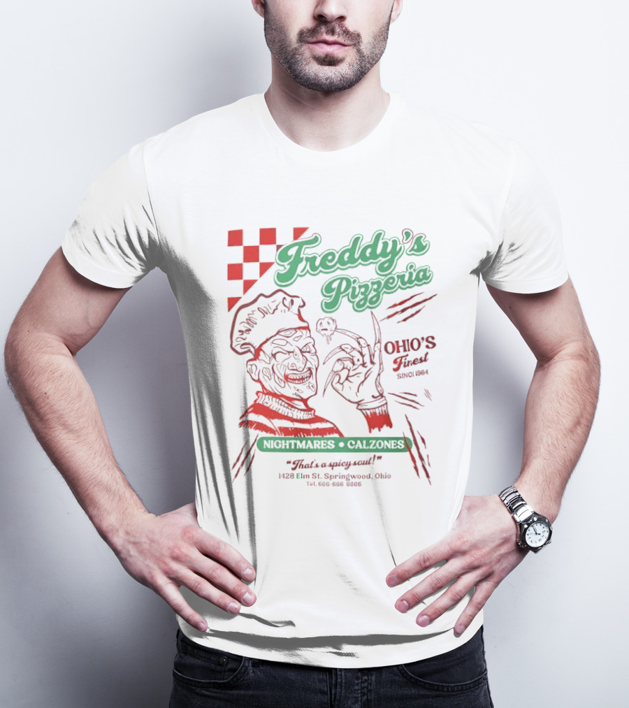 Freddy's Pizzeria Nightmares Calzones Spicy Ohio's Finest Springwood T-Shirt