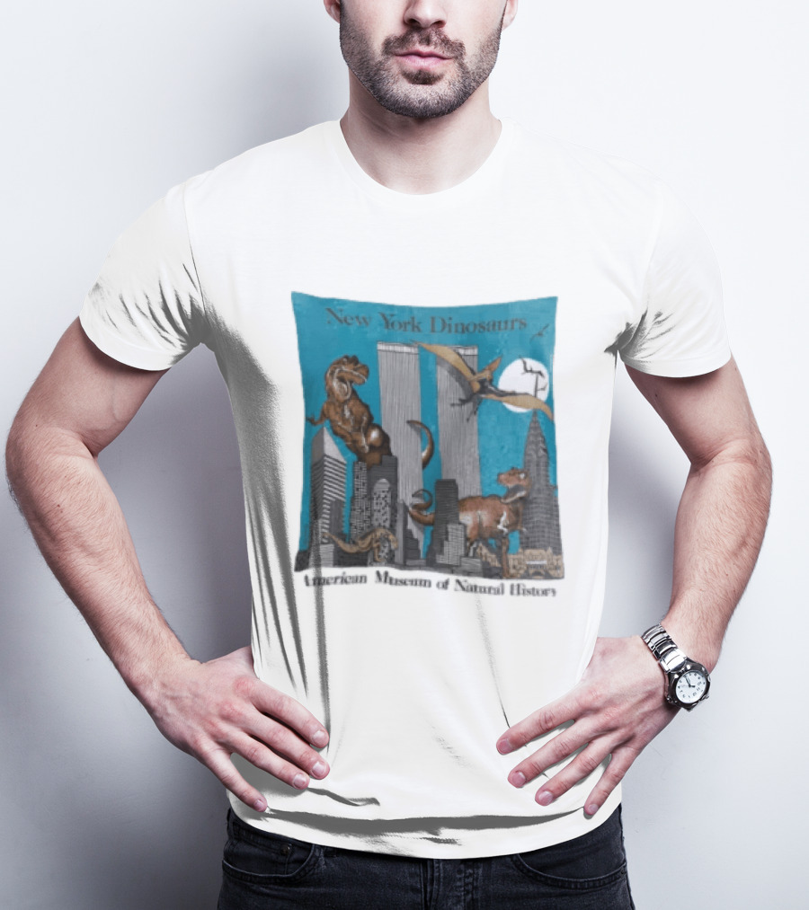 New York Dinosaurs American Museum Of Natural History Twin Towers Scene T-Shirt