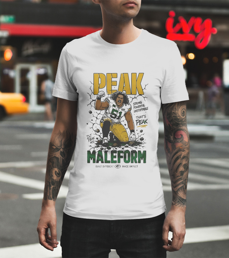 Peak Maleform Green Bay Packers #61 Strong Powerful Unstoppable T-Shirt