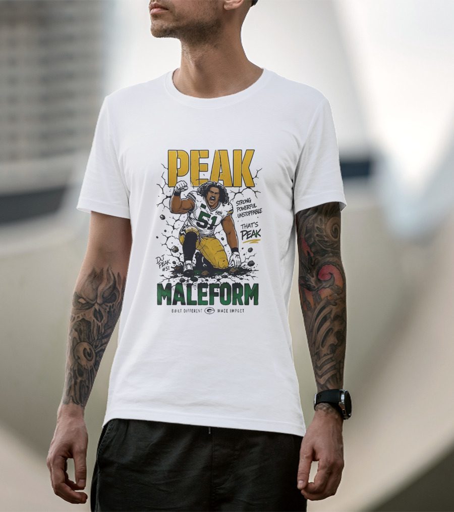 Peak Maleform Green Bay Packers #61 Strong Powerful Unstoppable T-Shirt