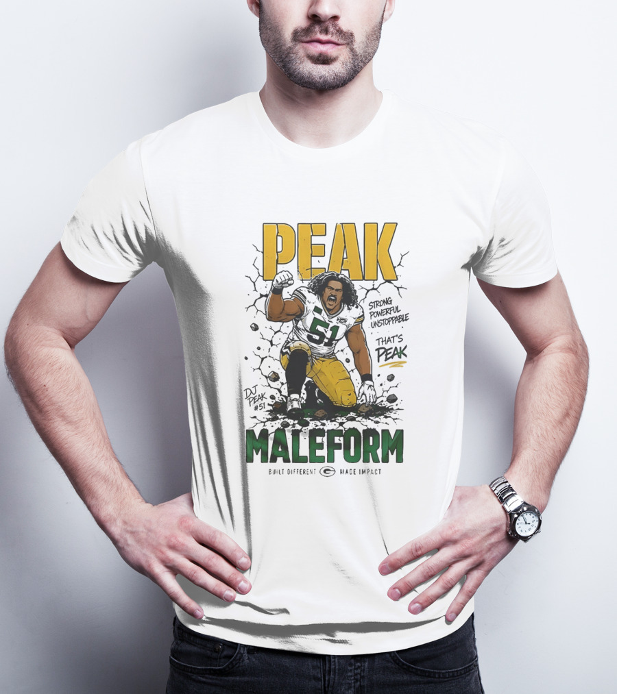 Peak Maleform Green Bay Packers #61 Strong Powerful Unstoppable T-Shirt