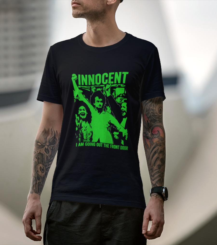Innocent I Am Going Out The Front Door Retro Style People In Motion T-Shirt