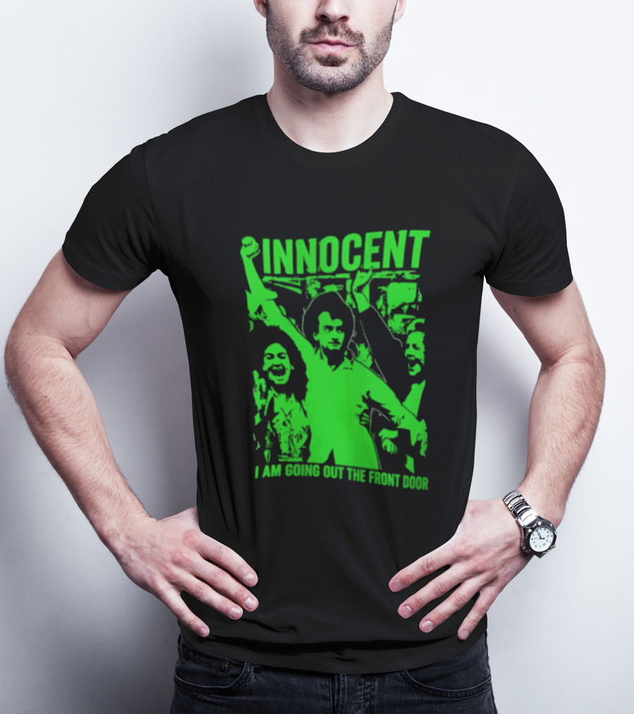 Innocent I Am Going Out The Front Door Retro Style People In Motion T-Shirt