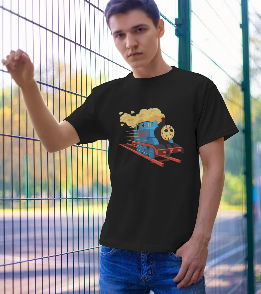 Thomas The Tank Engine Jason Voorhees Mask 666 Railway To Hell T-Shirt