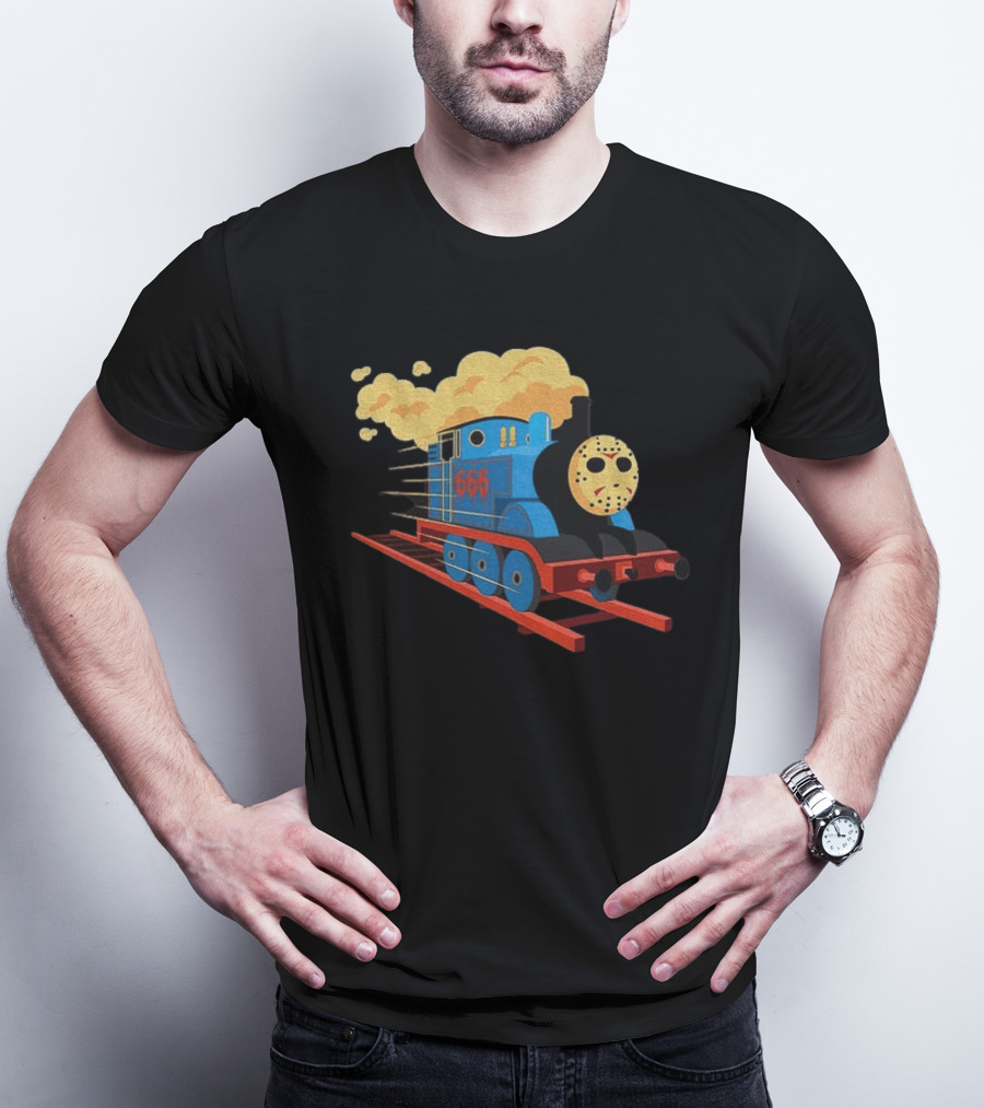 Thomas The Tank Engine Jason Voorhees Mask 666 Railway To Hell T-Shirt