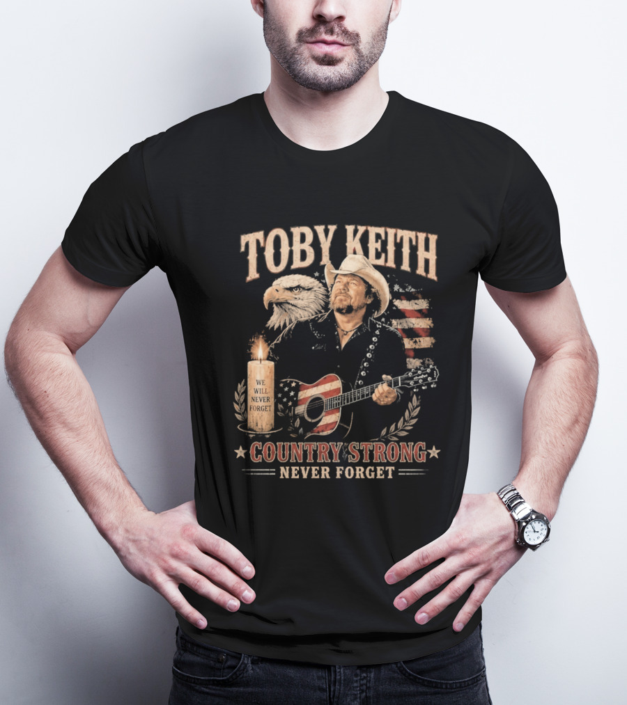 Toby Keith Country Strong Never Forget Eagle Candle Guitar America T-Shirt