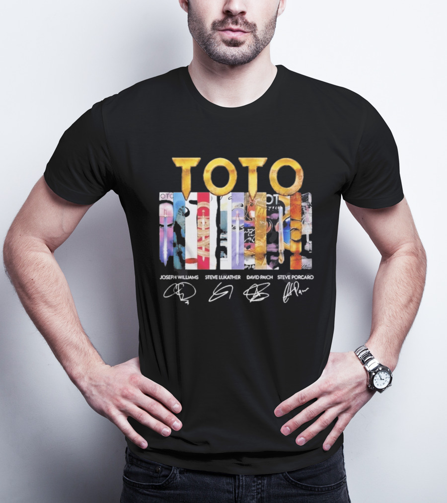 TOTO Band Discography Joseph Williams Steve Lukather David Paich Steve Porcaro Signatures Rock T-Shirt