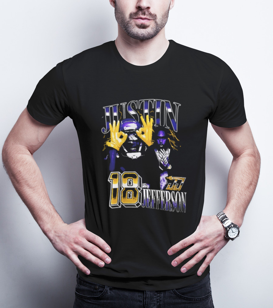 Justin Jefferson 18 Gold Gloves Lightning Bootleg Player Photos T-Shirt