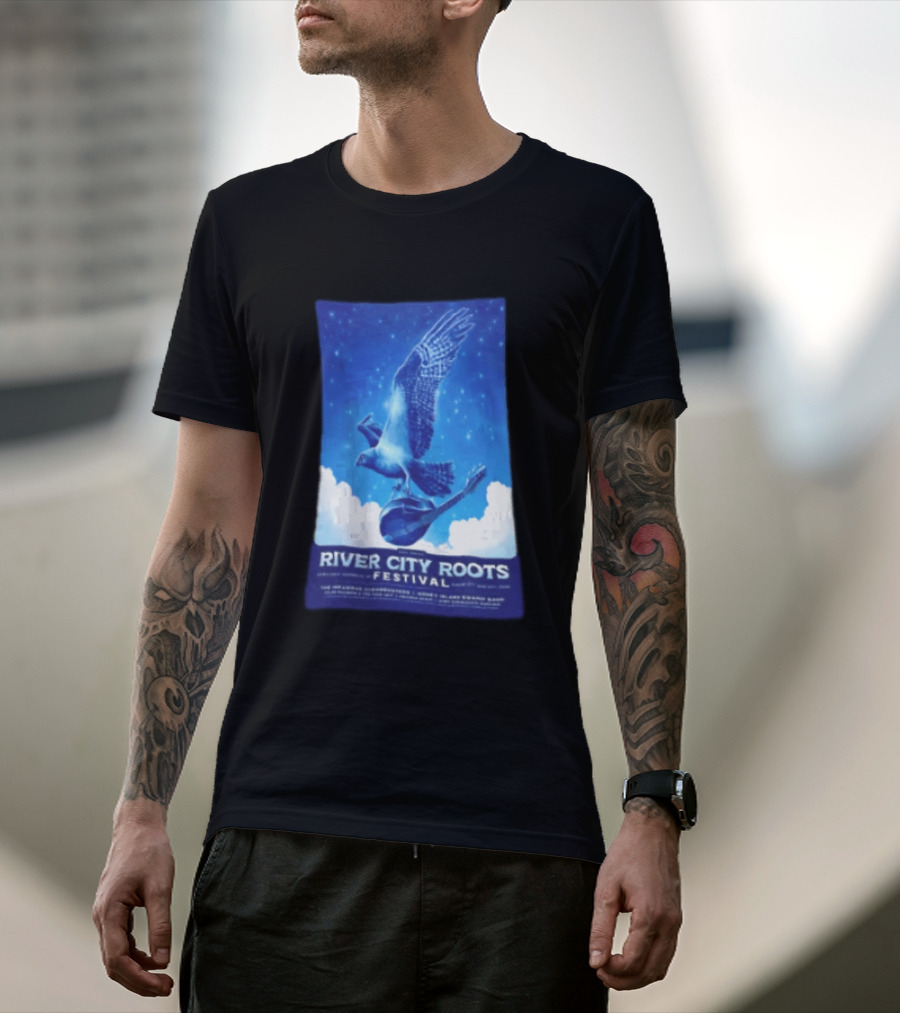 River City Roots Festival 2026 Missoula MT 20th Annual Event Bird And Mandolin T-Shirt