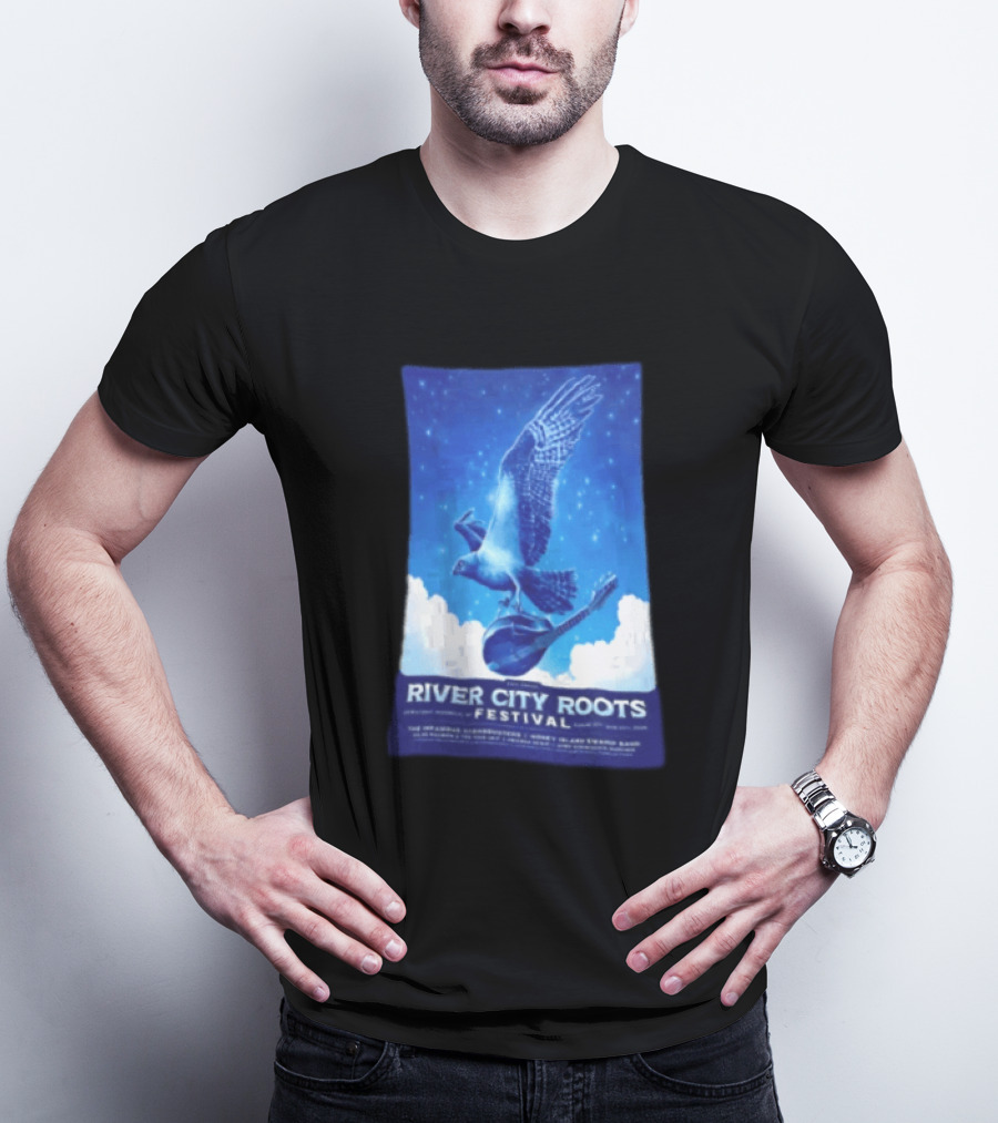 River City Roots Festival 2026 Missoula MT 20th Annual Event Bird And Mandolin T-Shirt