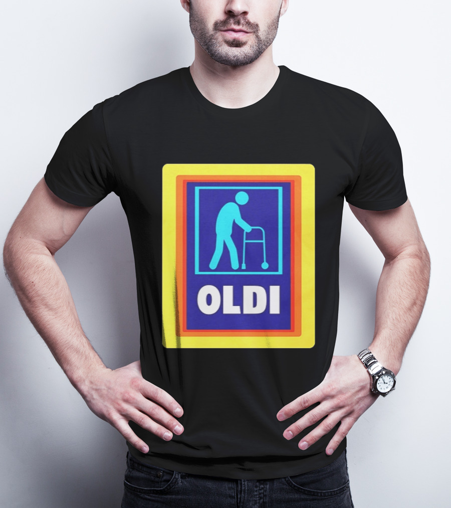 Oldi Elderly Walker Parody Aldi T-Shirt