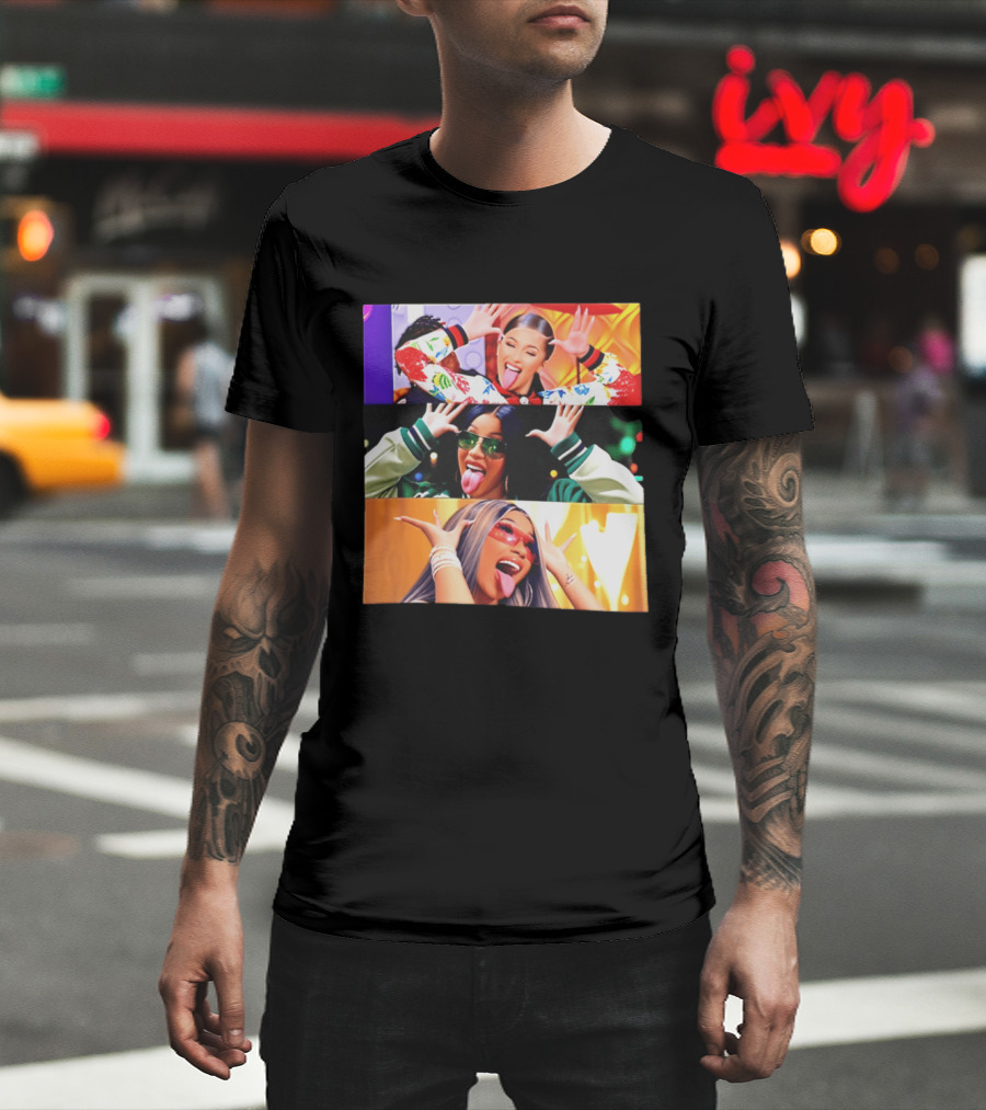 Cardi B Funny Faces Tongue Out Rapper Hip Hop Celebrity T-Shirt