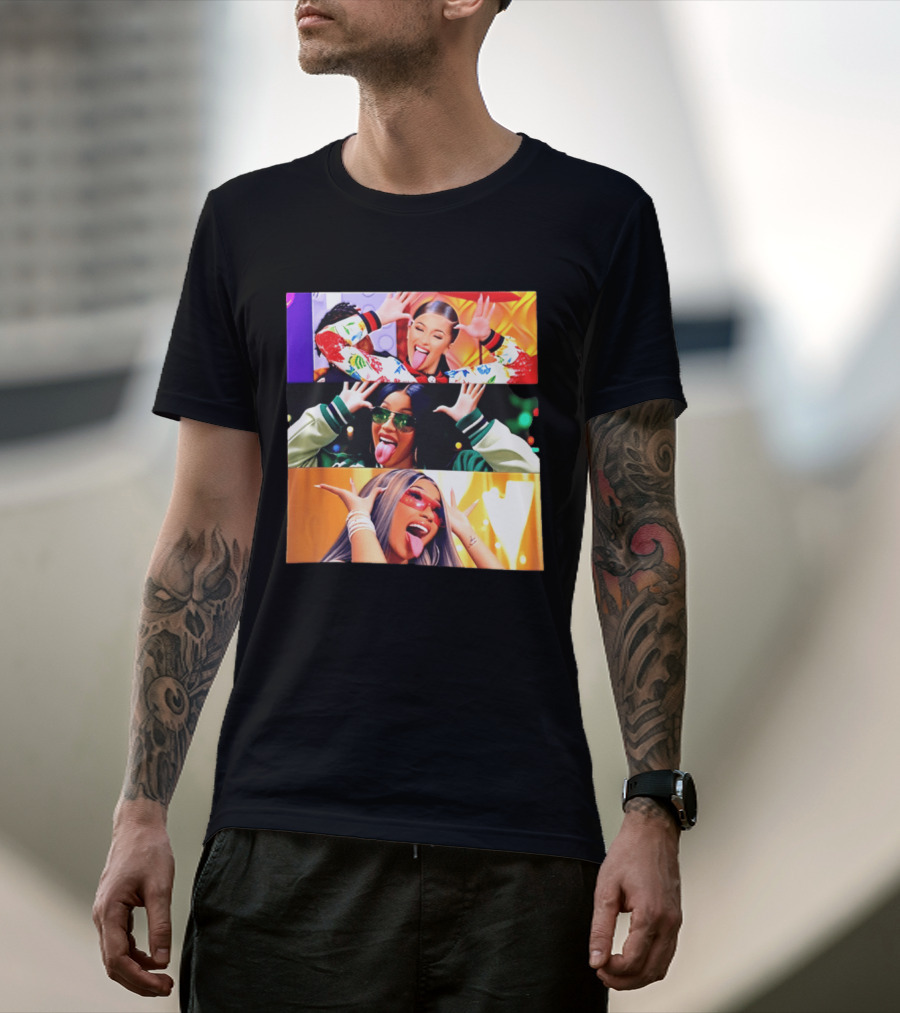 Cardi B Funny Faces Tongue Out Rapper Hip Hop Celebrity T-Shirt