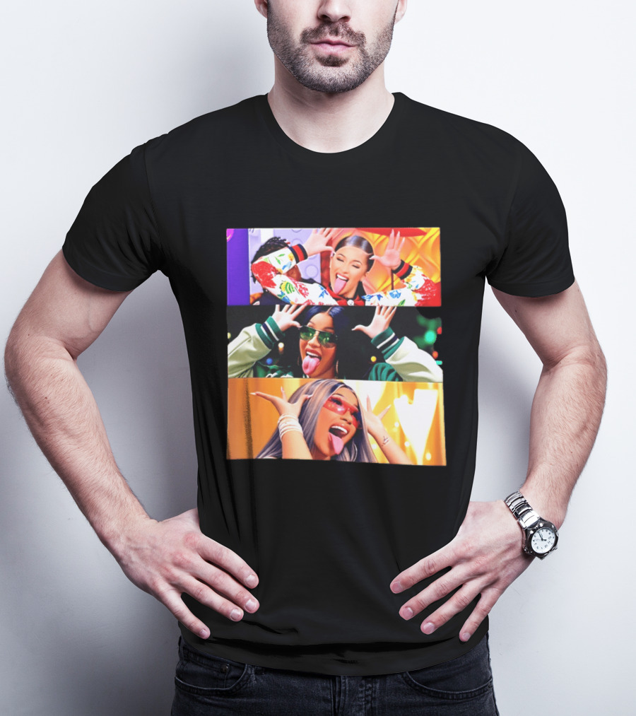 Cardi B Funny Faces Tongue Out Rapper Hip Hop Celebrity T-Shirt