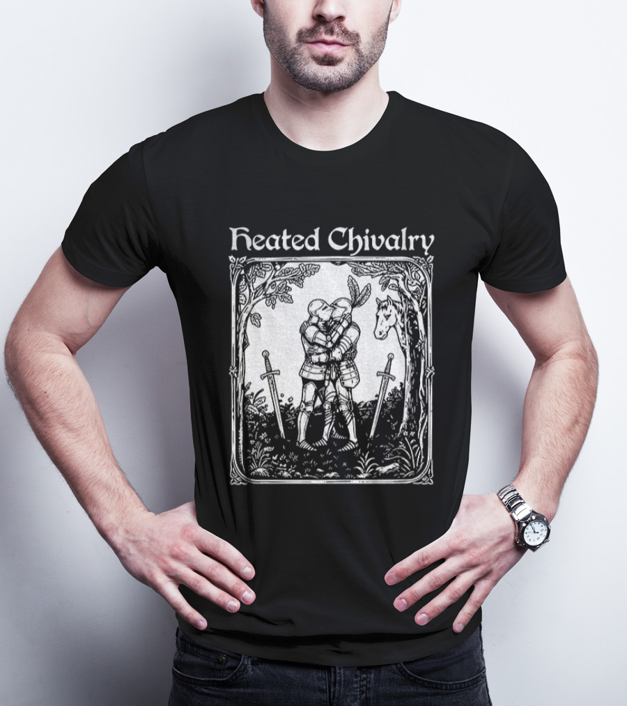 Knights Embrace In Enchanted Forest For Heated Chivalry T-Shirt