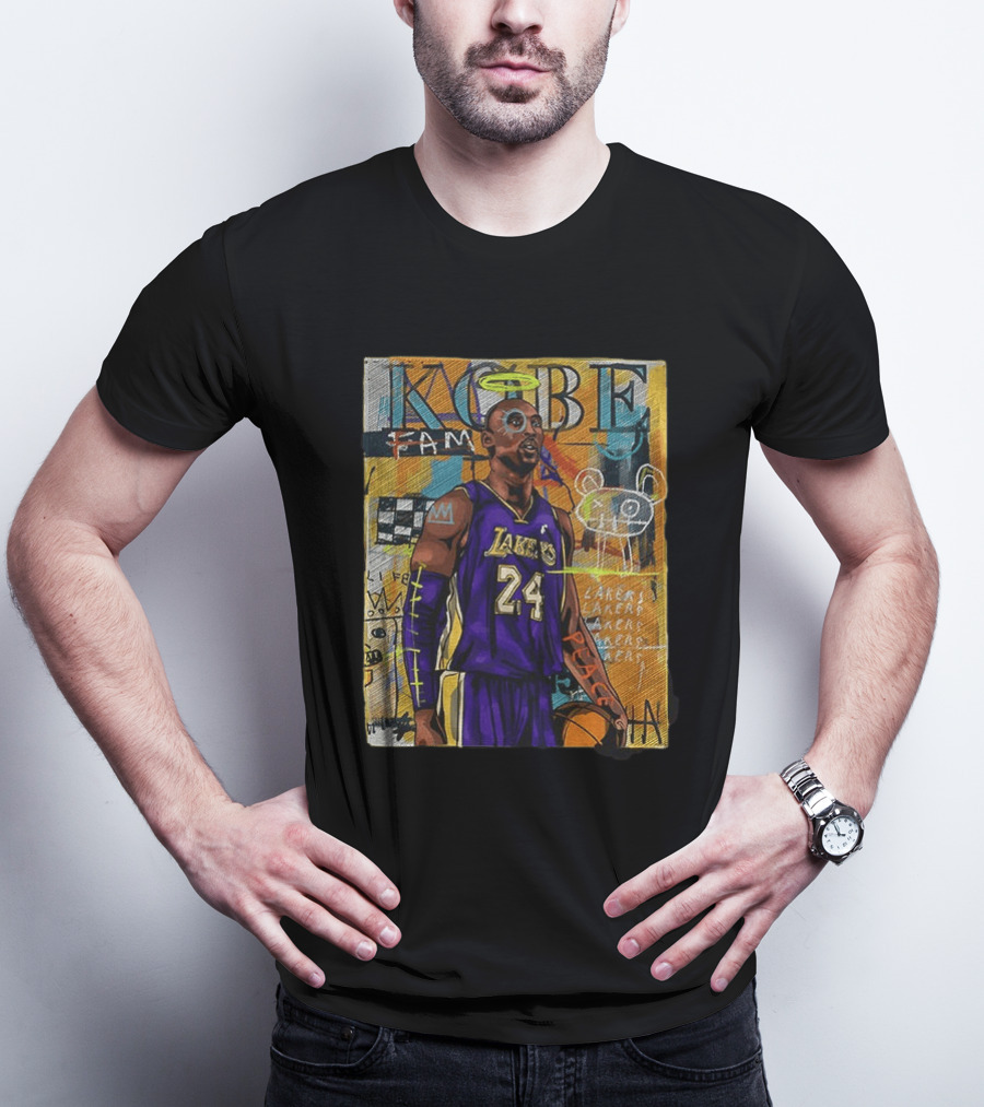 Kobe Bryant Lakers 24 Halo Peace Abstract Graffiti T-Shirt