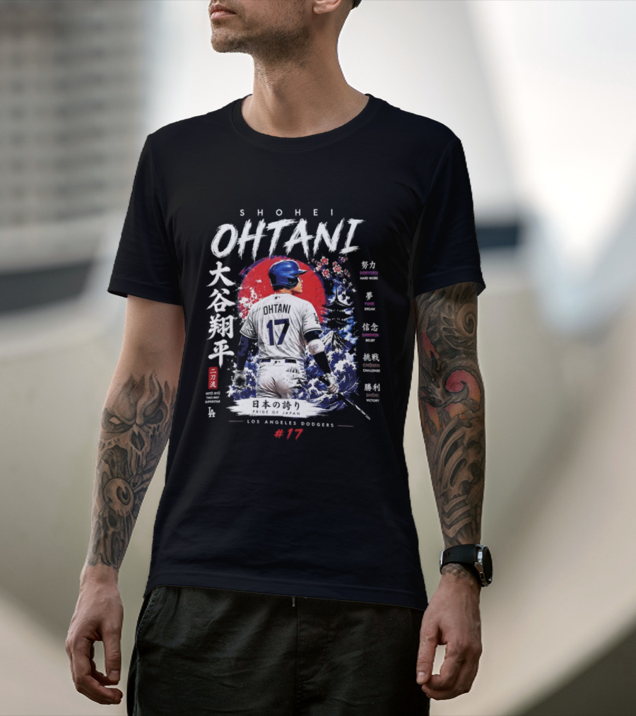 Shohei Ohtani Los Angeles Dodgers Japanese Two Way Player #17 T-Shirt