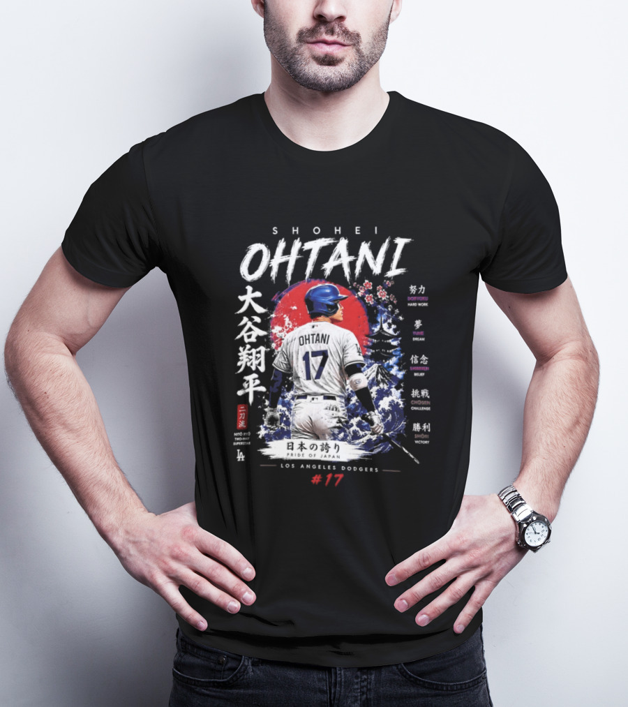 Shohei Ohtani Los Angeles Dodgers Japanese Two Way Player #17 T-Shirt