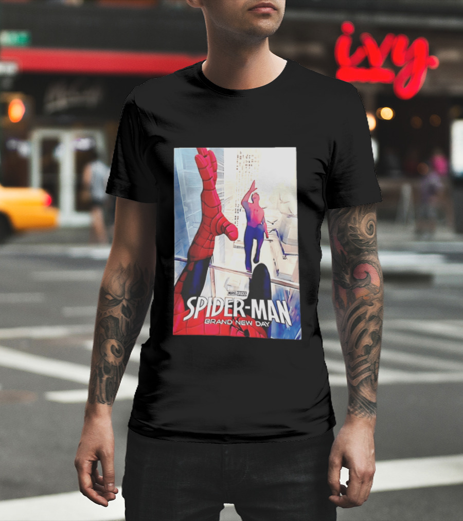 Marvel Spider Man Brand New Day High Five Scene T-Shirt