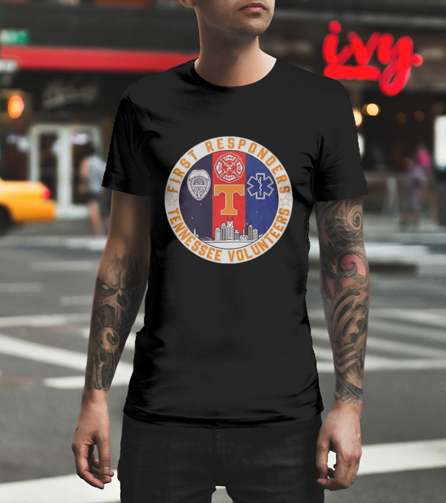 Tennessee Volunteers First Responders Police Fire EMS Skyline T-Shirt