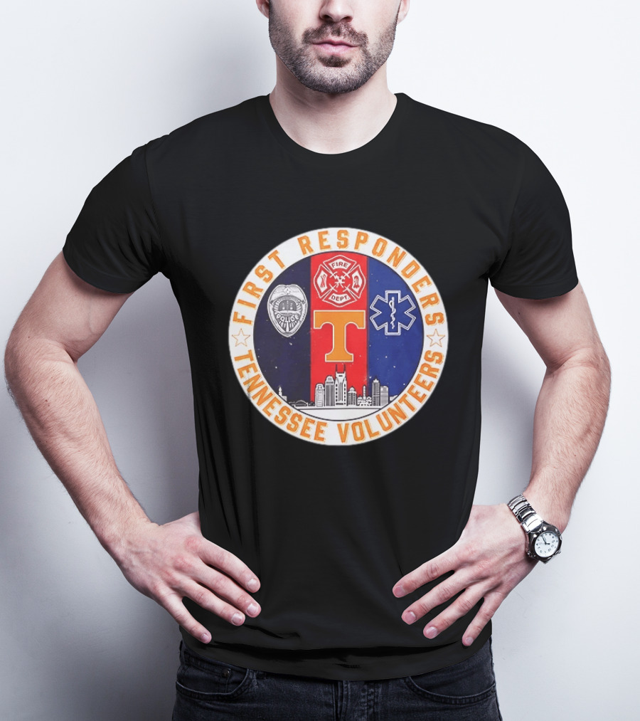 Tennessee Volunteers First Responders Police Fire EMS Skyline T-Shirt