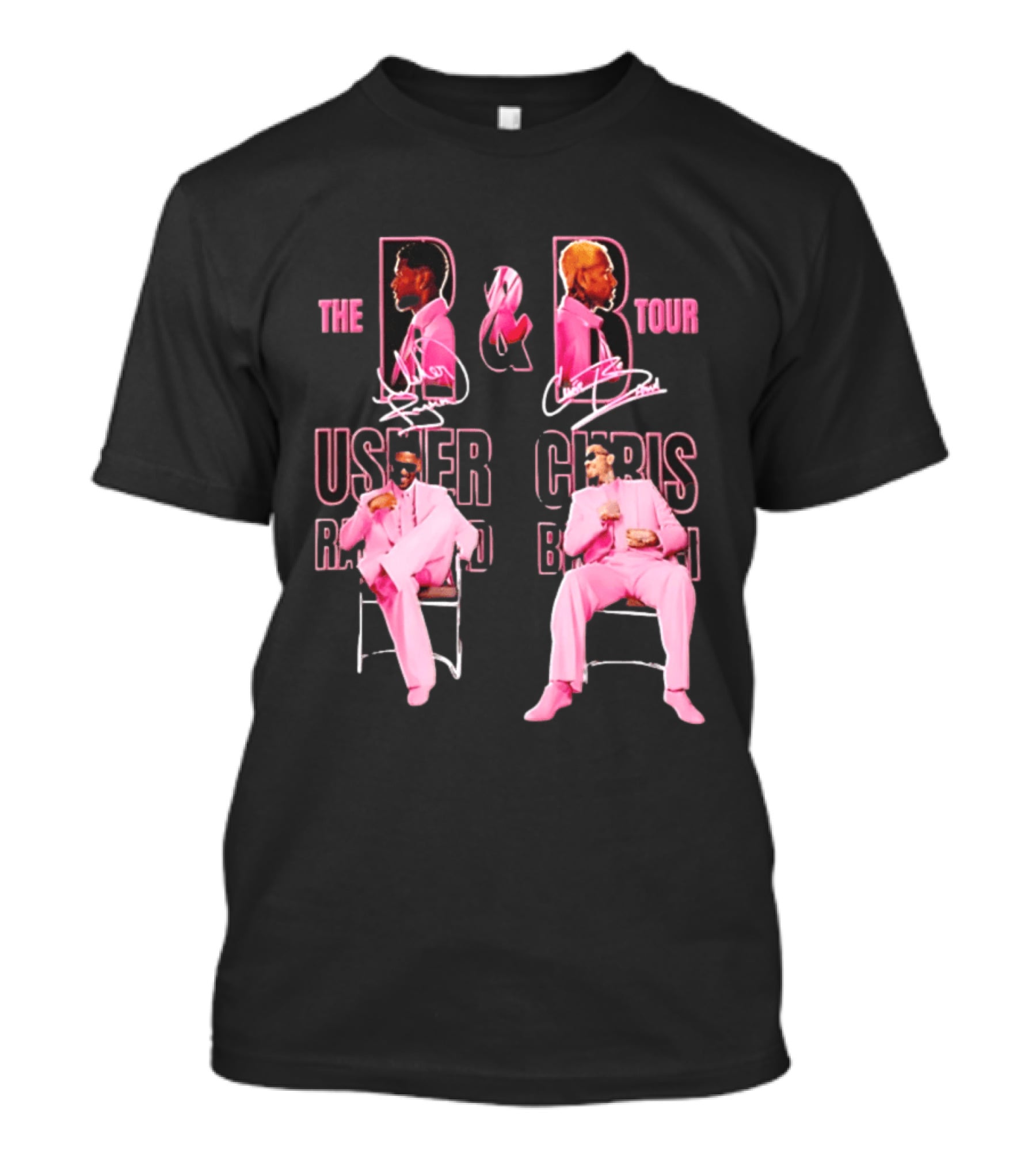 The R&B Tour Usher Raymond Chris Brown Pink Suit Concert Collaboration T-Shirt