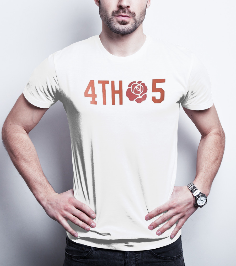 4th 5 Red Rose Varsity Athleisure Block Numbers T-Shirt