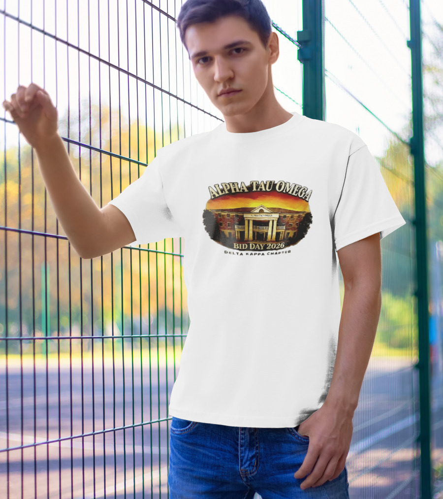 Alpha Tau Omega Fraternity Bid Day 2026 Delta Kappa Chapter House Sunset Sky T-Shirt