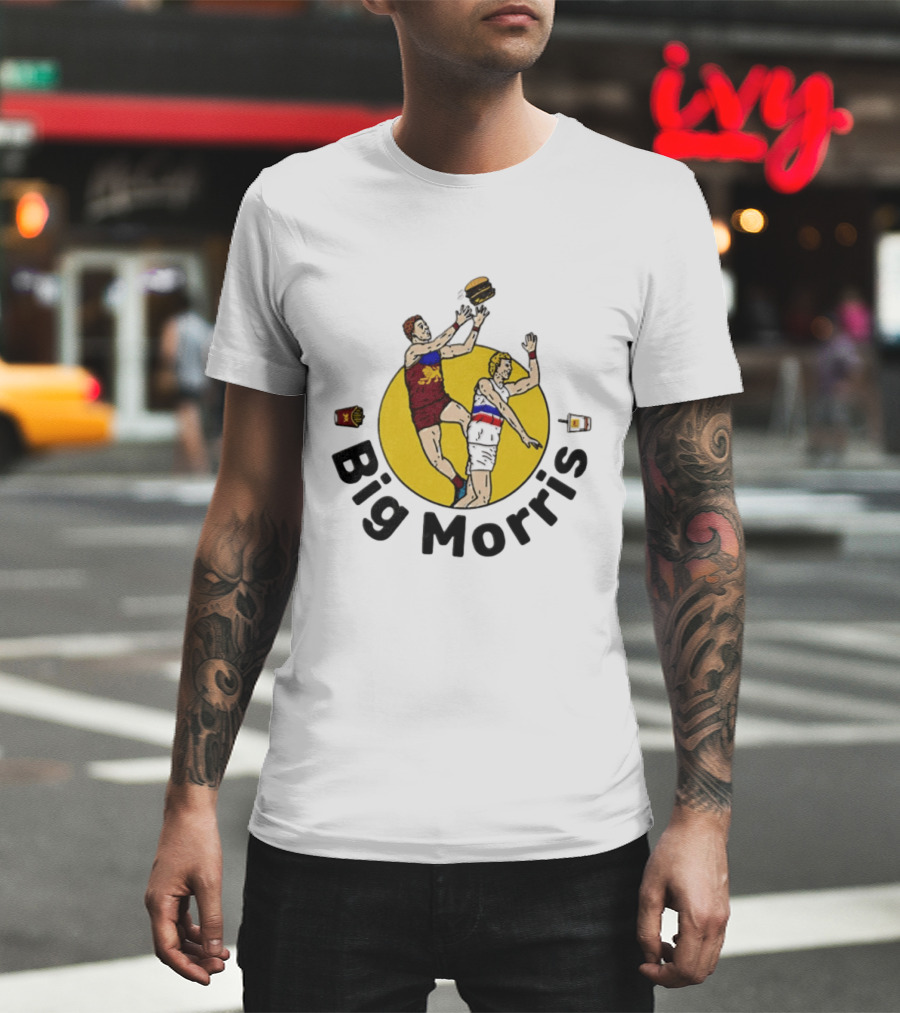 Big Morris Brisbane Lions AFL Australian Rules Football Player Burger Jump T-Shirt