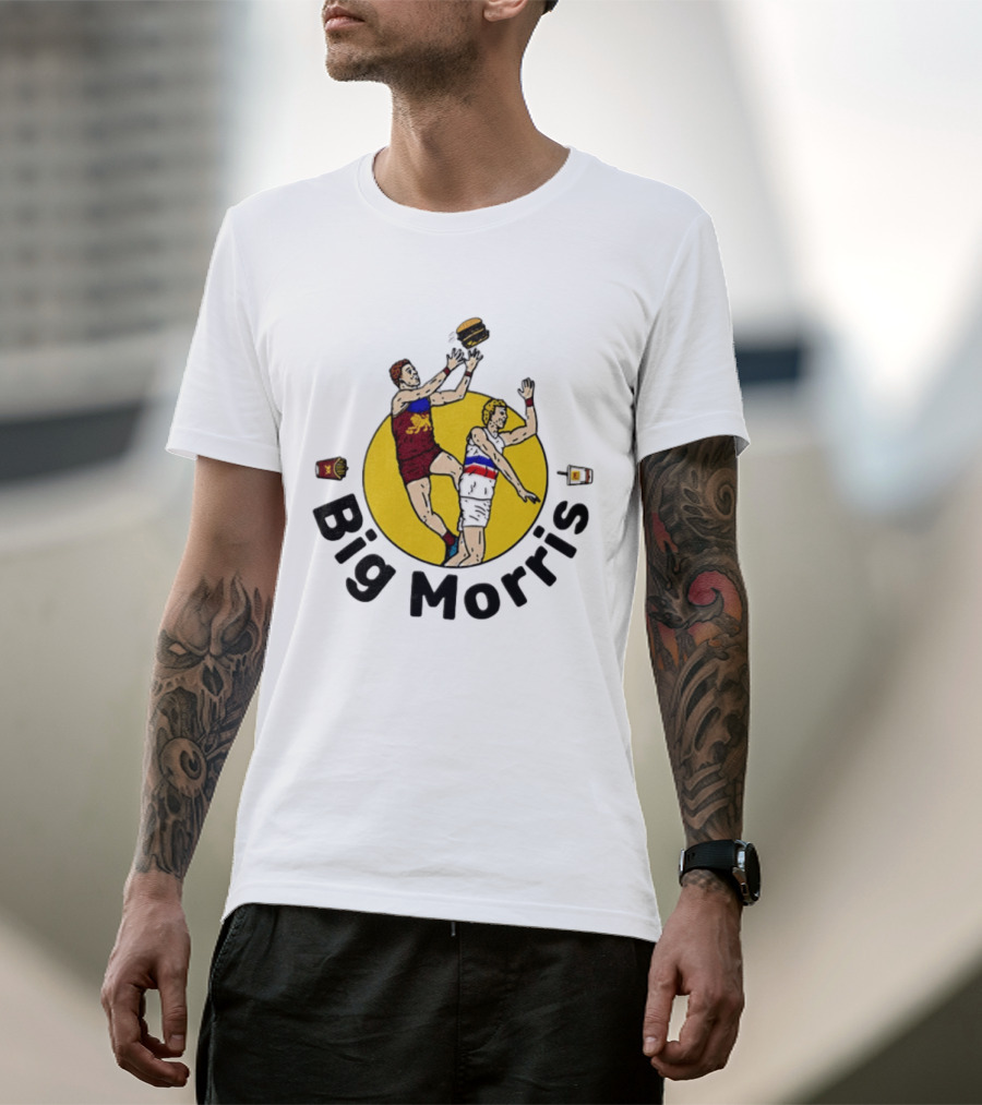 Big Morris Brisbane Lions AFL Australian Rules Football Player Burger Jump T-Shirt
