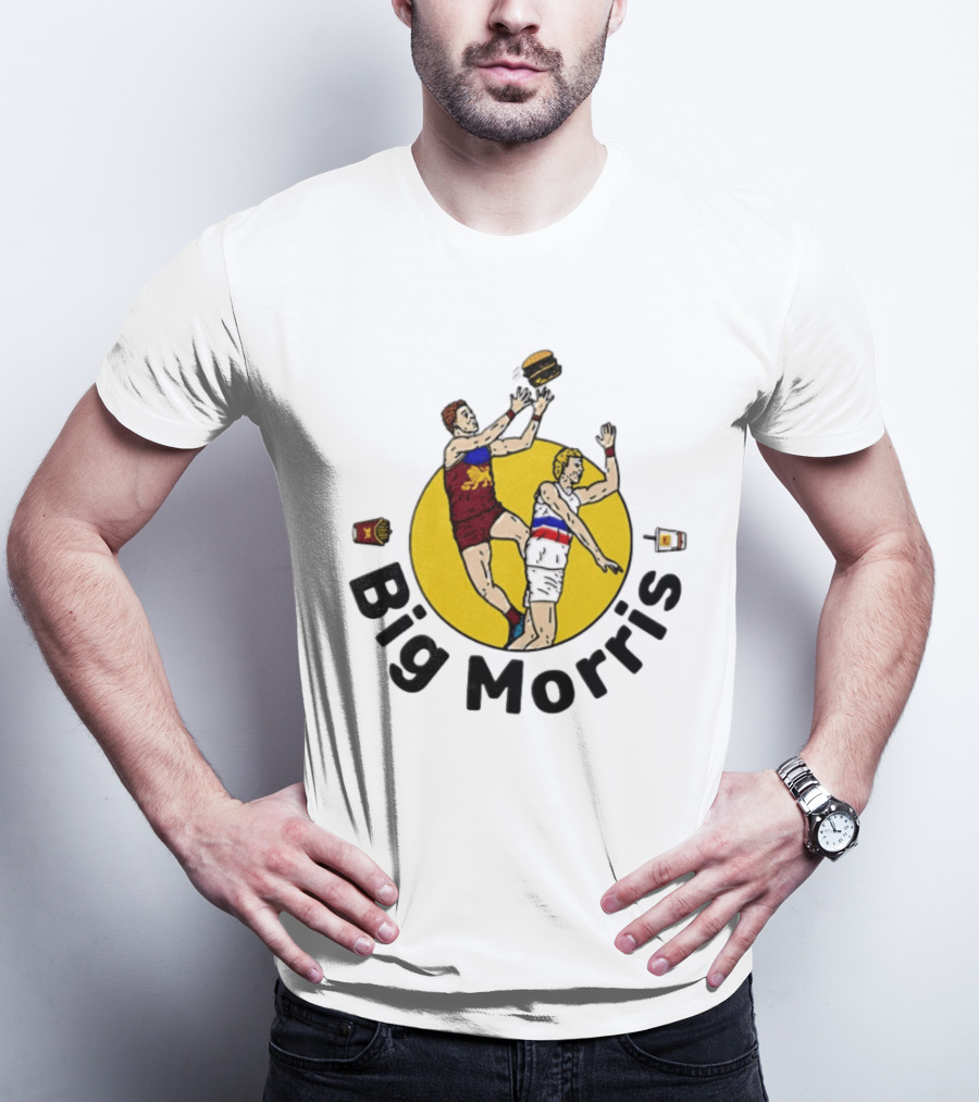 Big Morris Brisbane Lions AFL Australian Rules Football Player Burger Jump T-Shirt